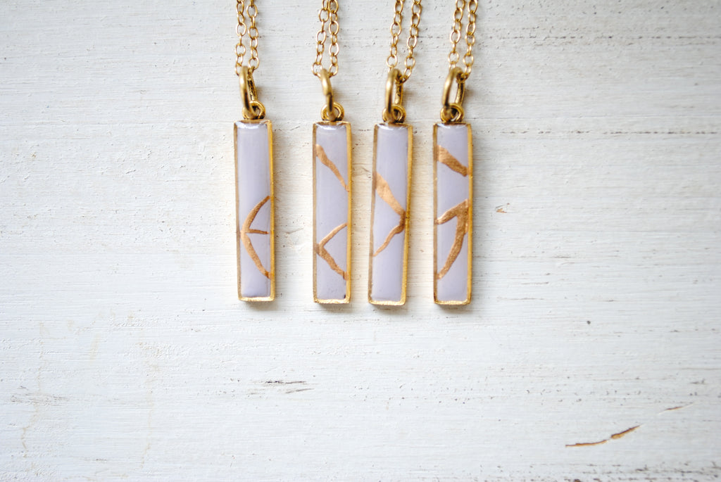 Kintsugi Inspired Pendants - Kintsugi Bar Necklace - Colorized Clay ...